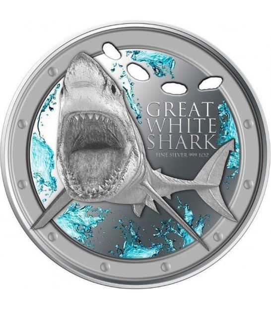 Niue 2012 2$ Great White Shark 1 Oz .999 Proof Silver Coin